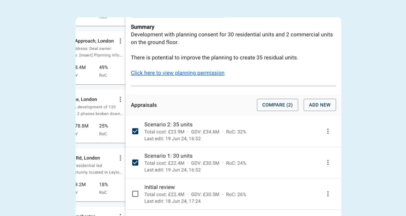 New feature: Compare scenarios